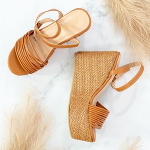 KAYLEEN By Los Angeles | Shoes | Nib Tan Multistrap Espadrille Wedge ...